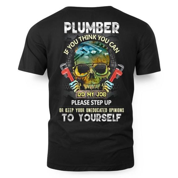 Plumber T Shirt Funny Skull Plumbing Gift for Men Pipefitter Tee ...