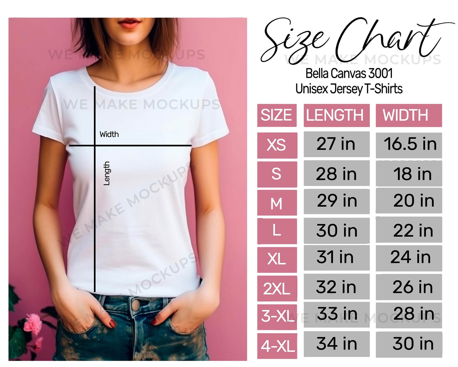 Bella Canvas Size Chart 3001 3001 SIZE CHART Bella Canvas 3001 Size ...