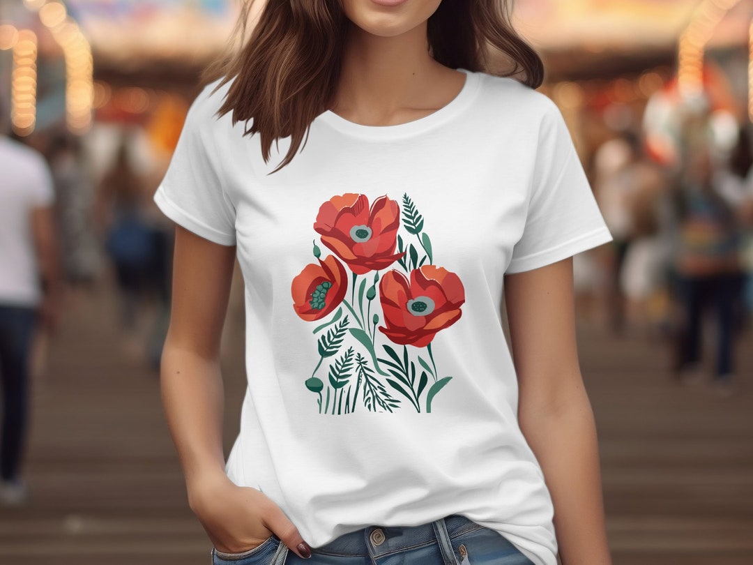 Red Poppy Flower Shirt Wildflower California Poppies Shirt - Etsy