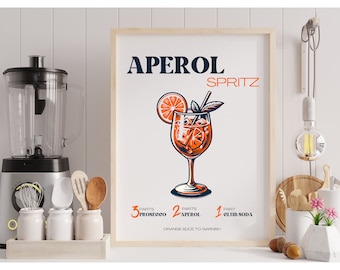Aperol Spritz Print Retro Aperol Sprint Poster, Retro Cocktail Drink ...