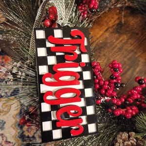 Personalized Checkered Stocking Tag, Custom Name Tag, Stocking Tag ...