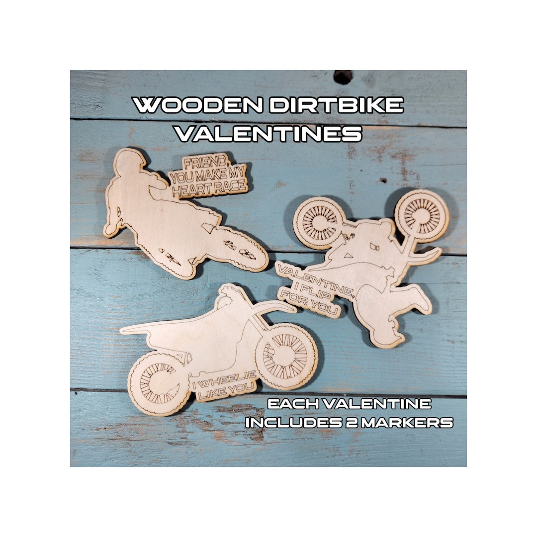Wooden Dirtbike Valentines, Wooden Motocross Valentines Cards, Dirt ...