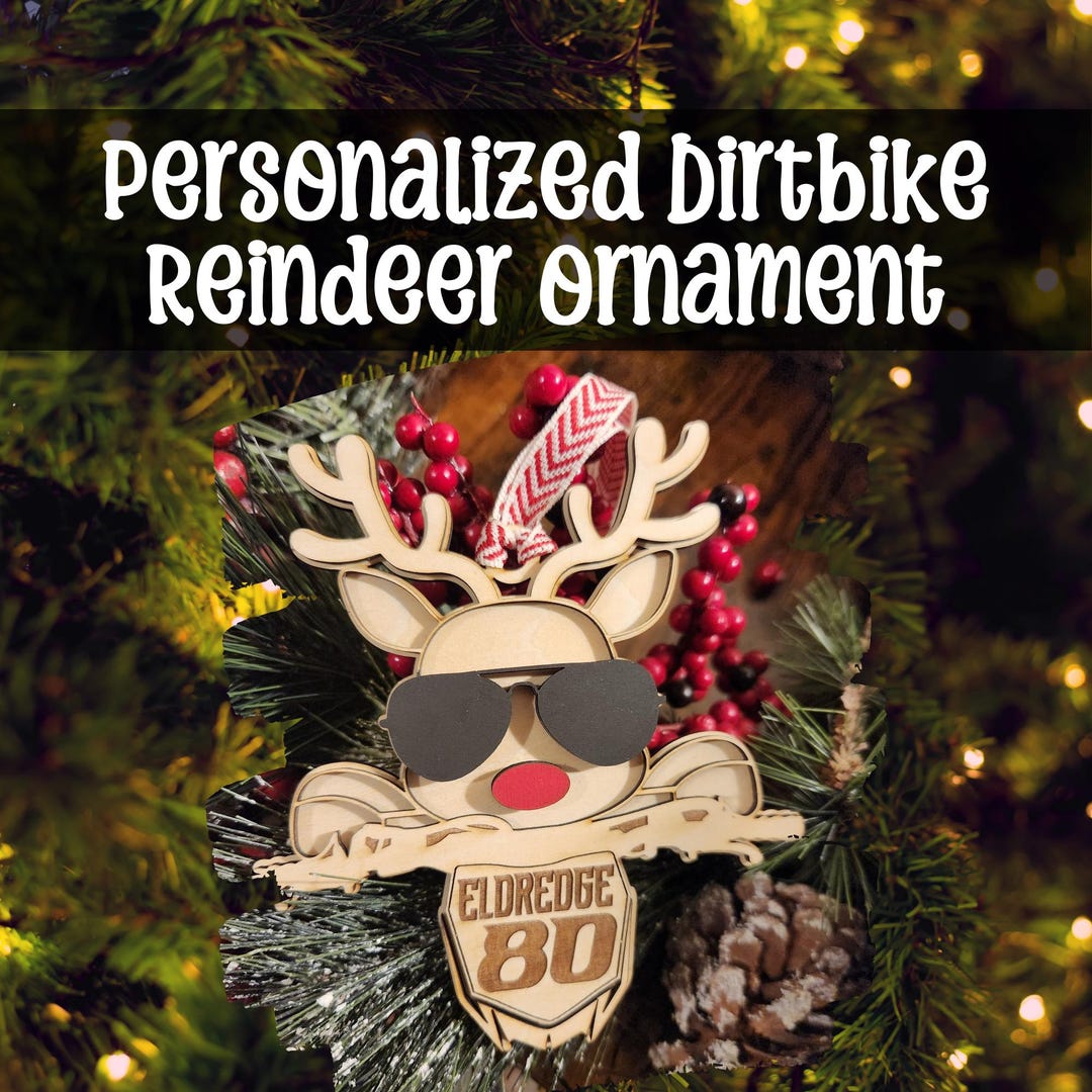 Personalized Dirtbike Reindeer Christmas Ornament, Personalized ...