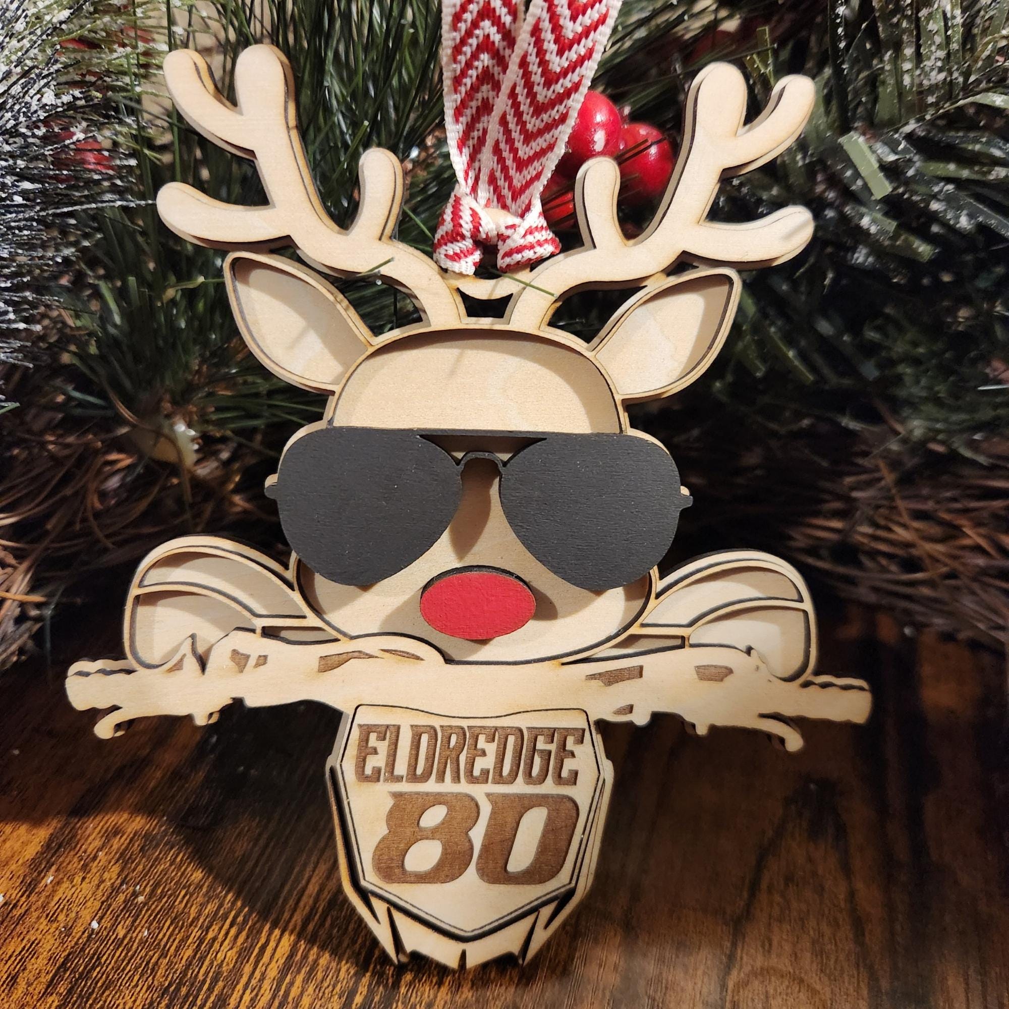 Personalized Dirtbike Reindeer Christmas Ornament, Personalized ...