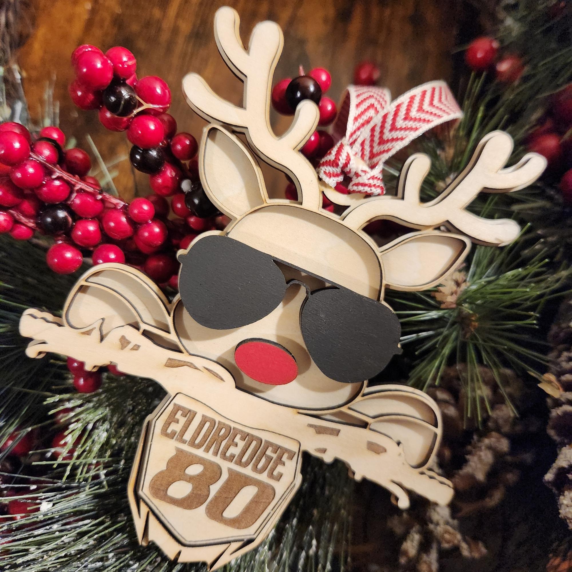 Personalized Dirtbike Reindeer Christmas Ornament, Personalized ...