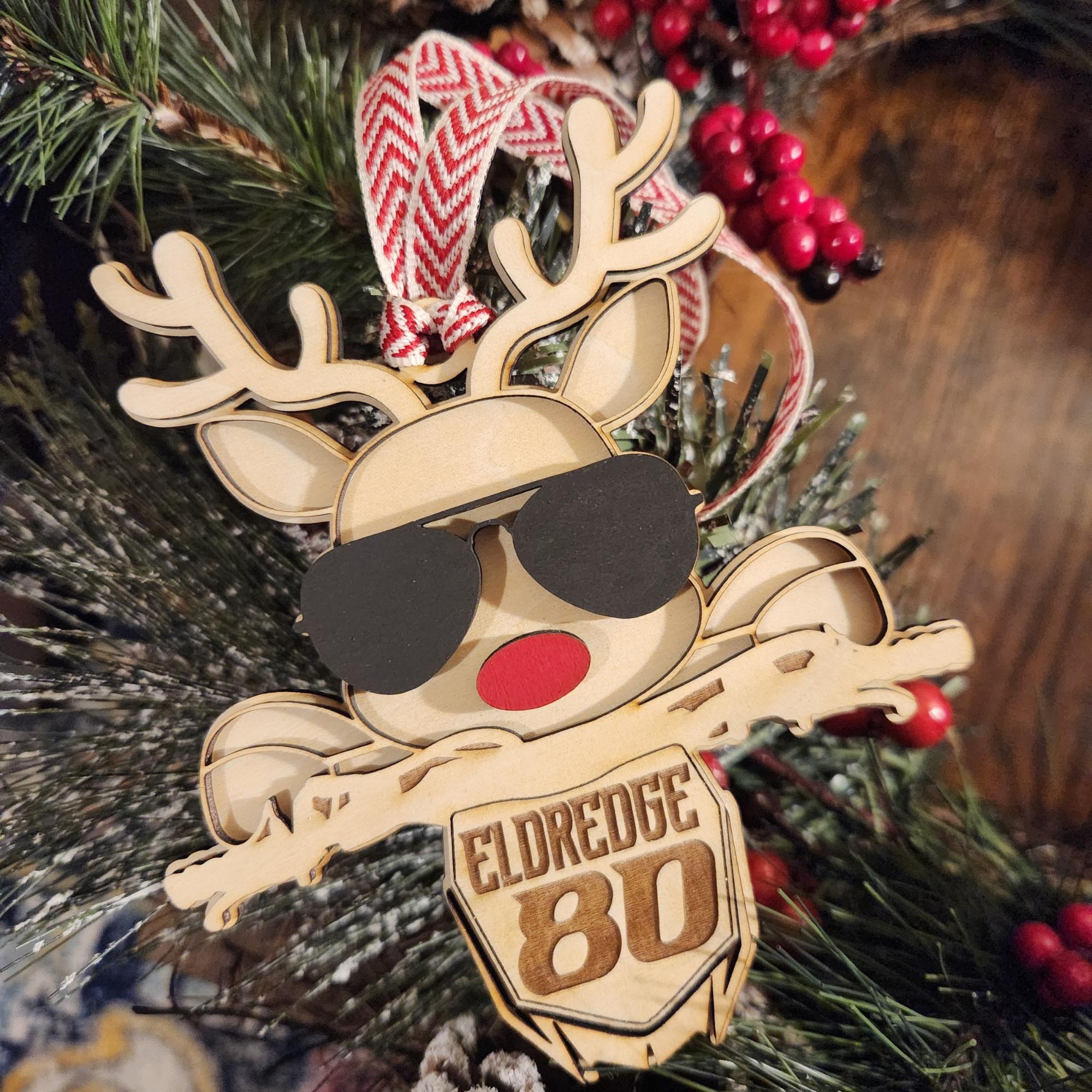 Personalized Dirtbike Reindeer Christmas Ornament, Personalized ...