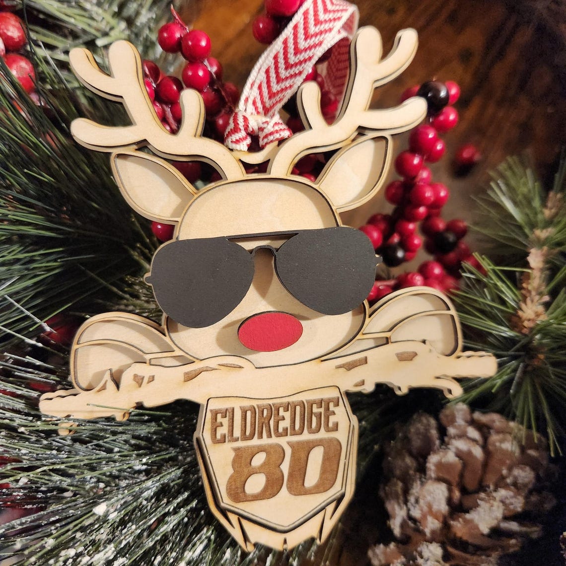 Personalized Dirtbike Reindeer Christmas Ornament, Personalized ...