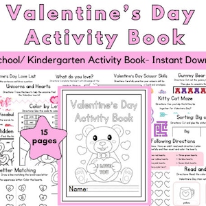 Valentine's Activity Book for Preschoolers, Valentine Preschool ...