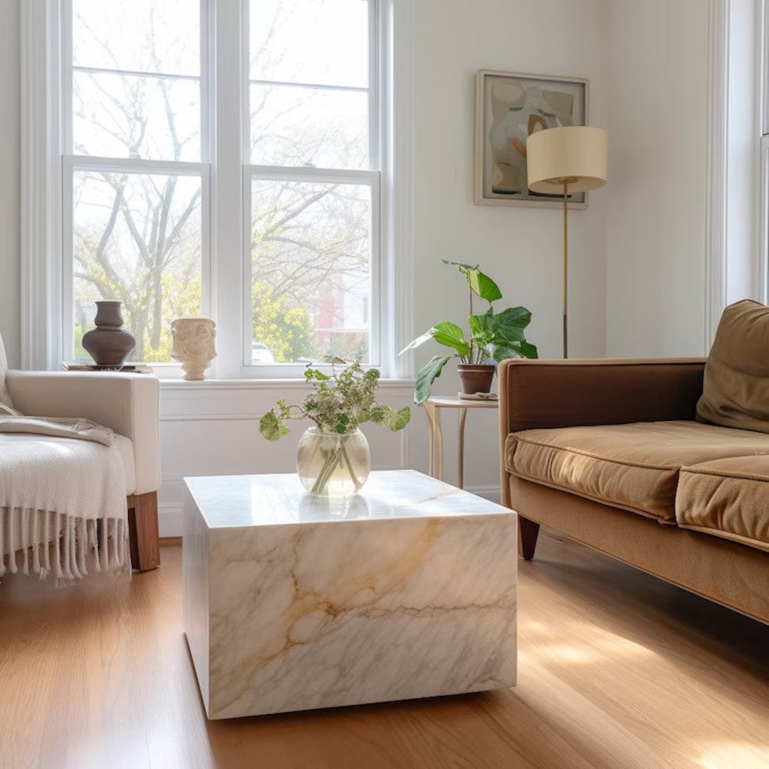 Mid Century Modern Italian Marble Cube Coffee Tablemodern - Etsy