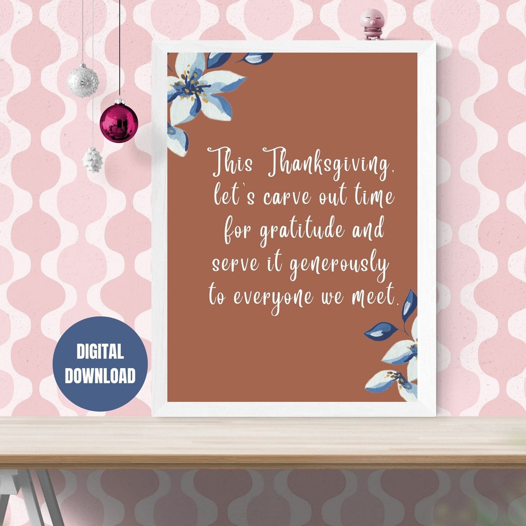 Thanksgiving Printable Wall Art Grateful Wall Decor Thankful Quote Art ...