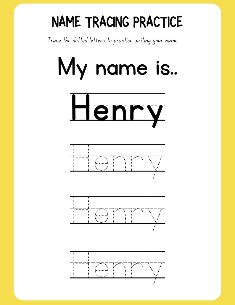 Laminated Name Tracing Worksheet - Etsy