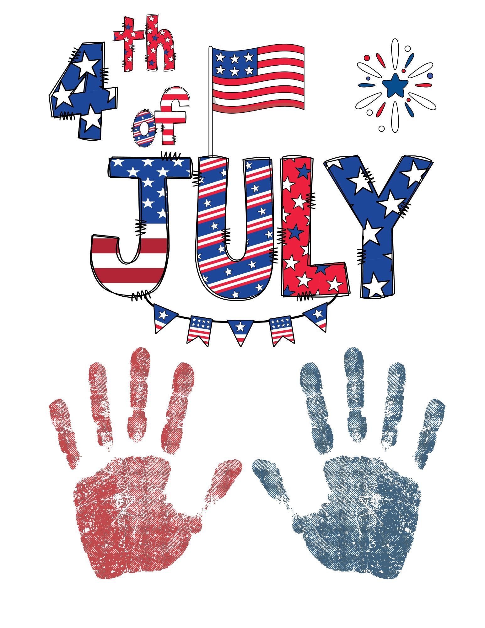 Fourth of July Footprint Handprint Craft - Etsy