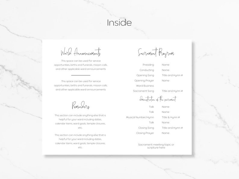 LDS Sacrament Meeting Program, Sacrament Meeting Template, Ward Bulletin Template Editable ...