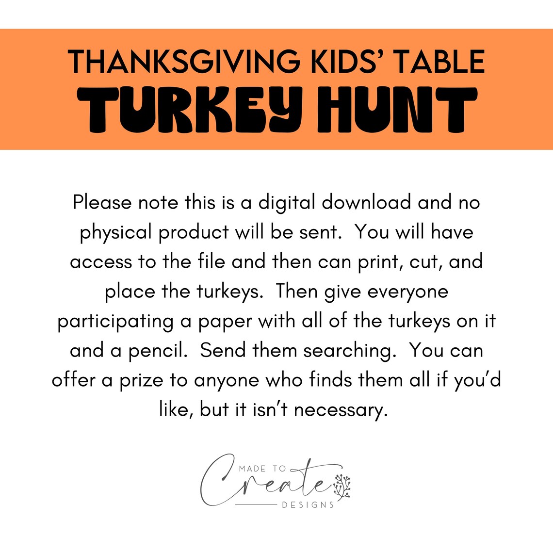 Thanksgiving Kids' Table Game Fall Scavenger Hunt Printable ...