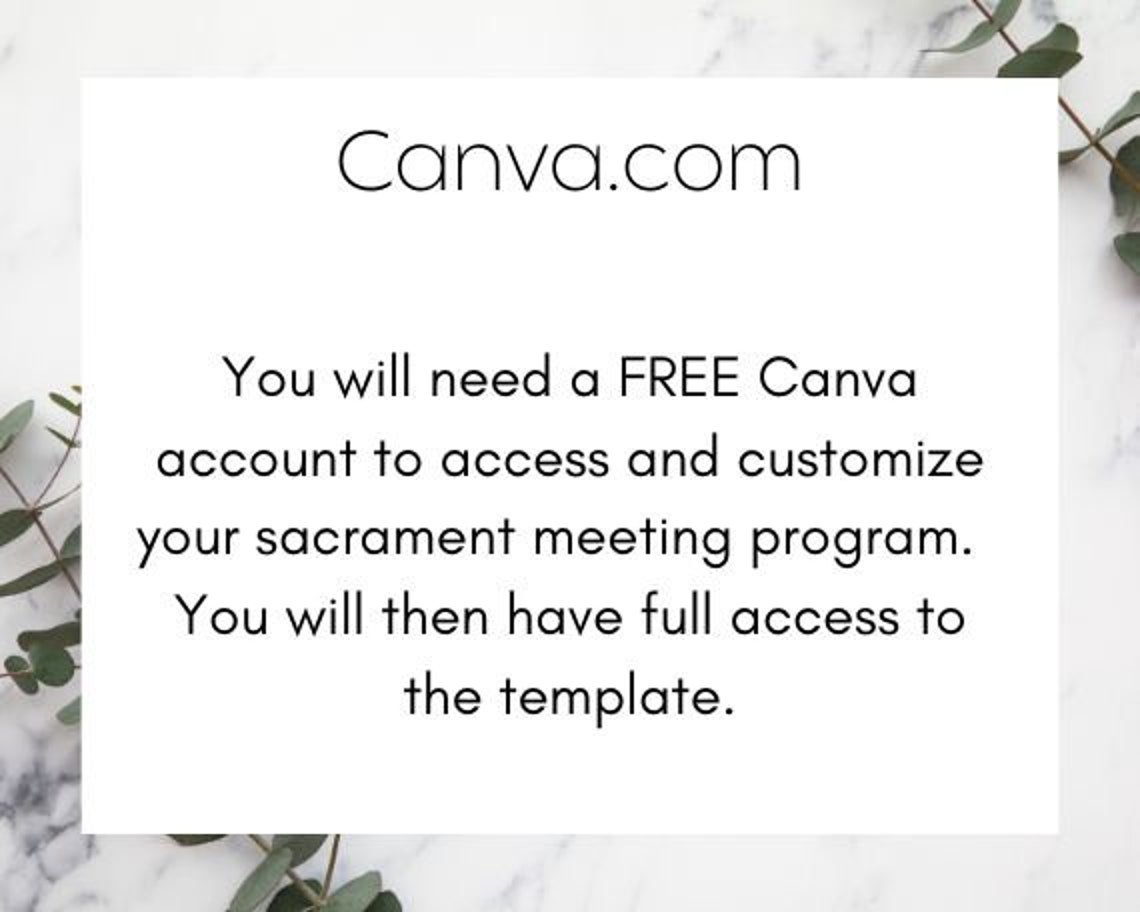 LDS Sacrament Meeting Program, Sacrament Meeting Template, Ward ...