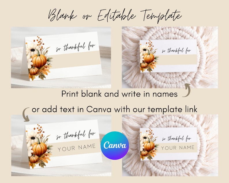 Thanksgiving Name Cards, Thanksgiving Place Cards, Printable Name Cards ...