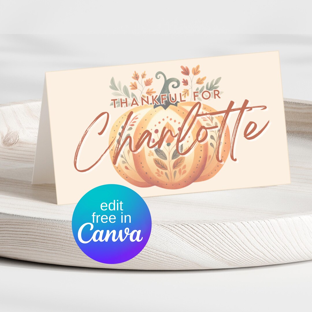 Thanksgiving Place Cards Fall Place Cards Printable Place Cards Canva ...