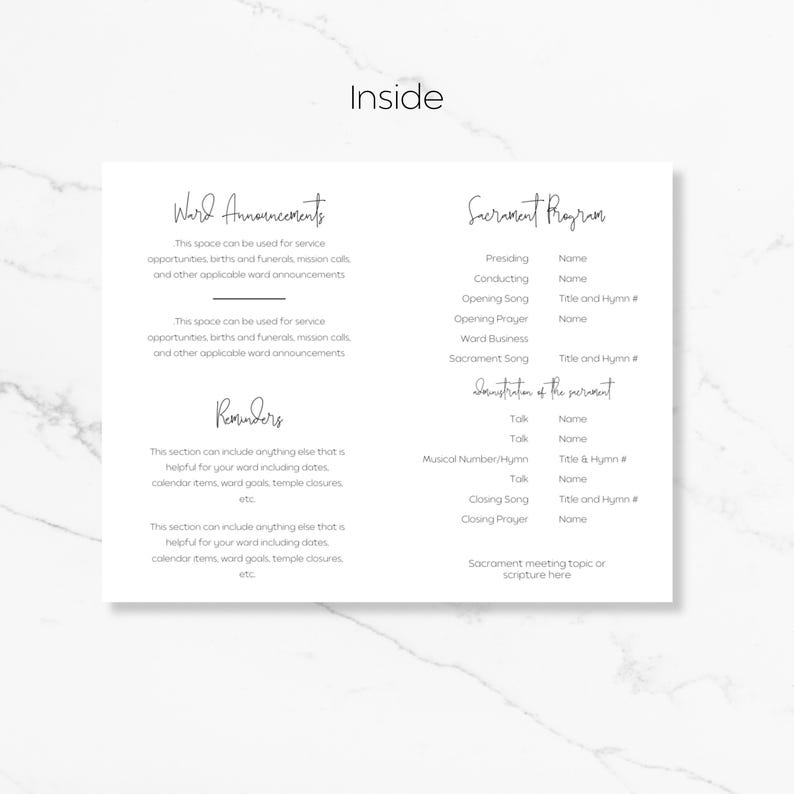 LDS Sacrament Meeting Program, Sacrament Meeting Template, Ward ...