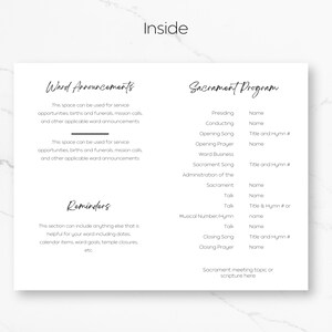 LDS Sacrament Meeting Program, Sacrament Meeting Template, Ward ...