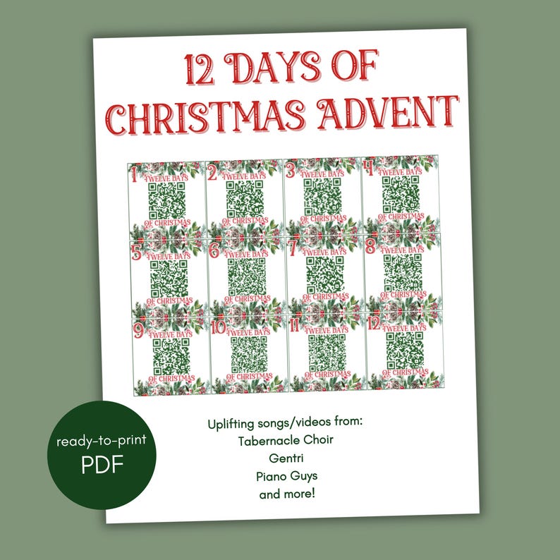 LDS Christmas Advent, 12 Days of Christmas, QR Code Advent, Missionary ...