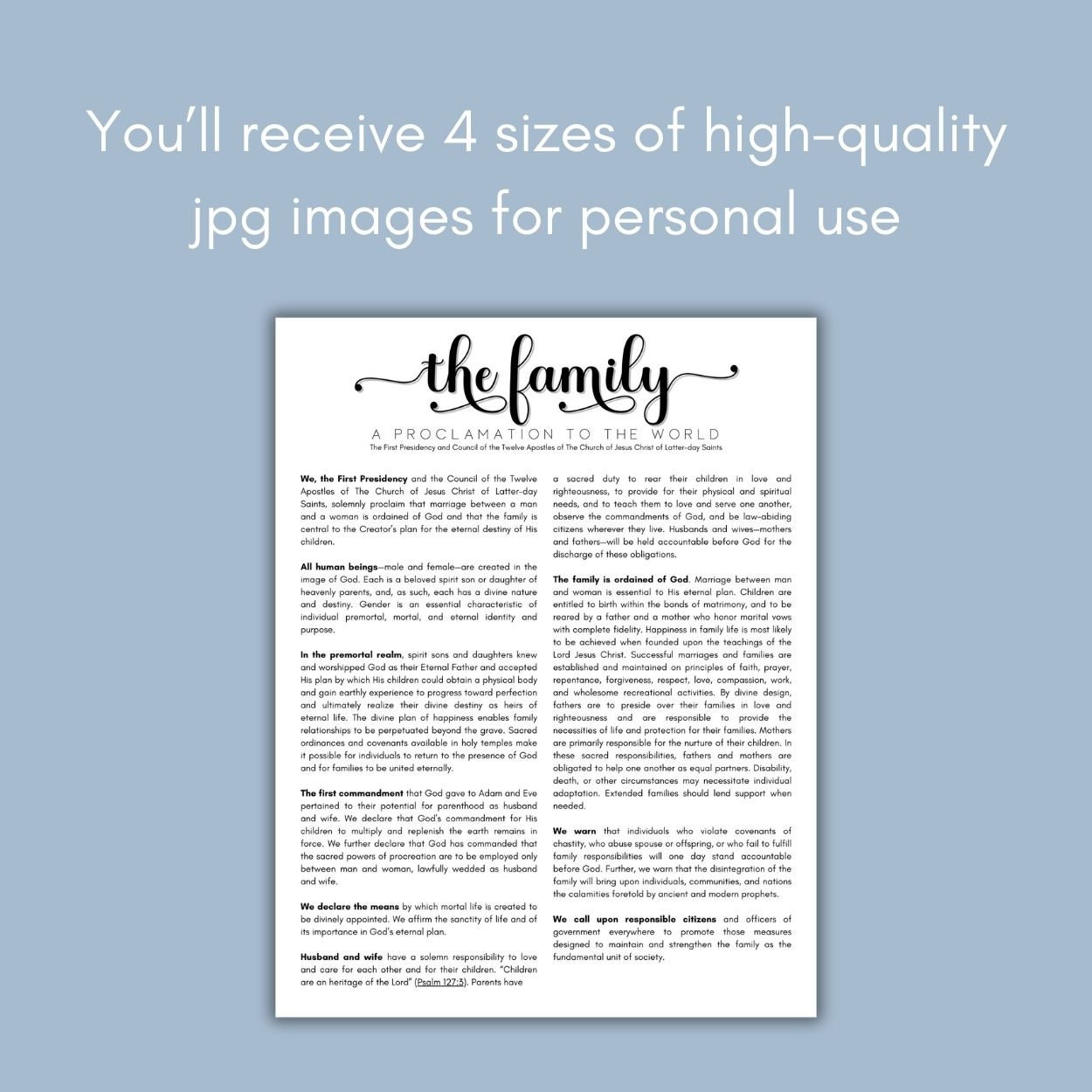 LDS Family Proclamation LDS Digital Prints Church of Jesus Christ LDS ...