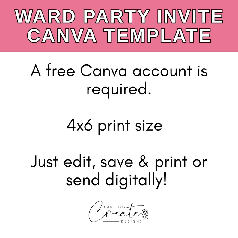LDS Ward Party Invitation Template, Canva Template, Ward Activity ...