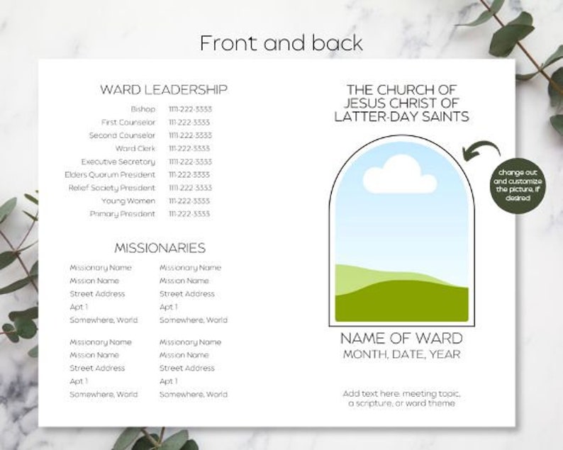 LDS Sacrament Meeting Program, Sacrament Meeting Template, Ward ...