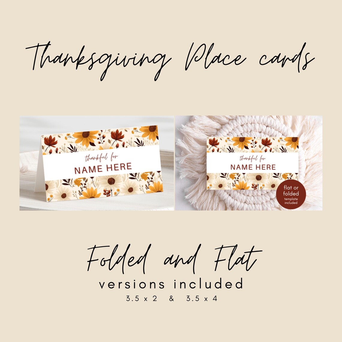 Thanksgiving Place Cards Fall Place Cards Printable Place Cards Canva ...