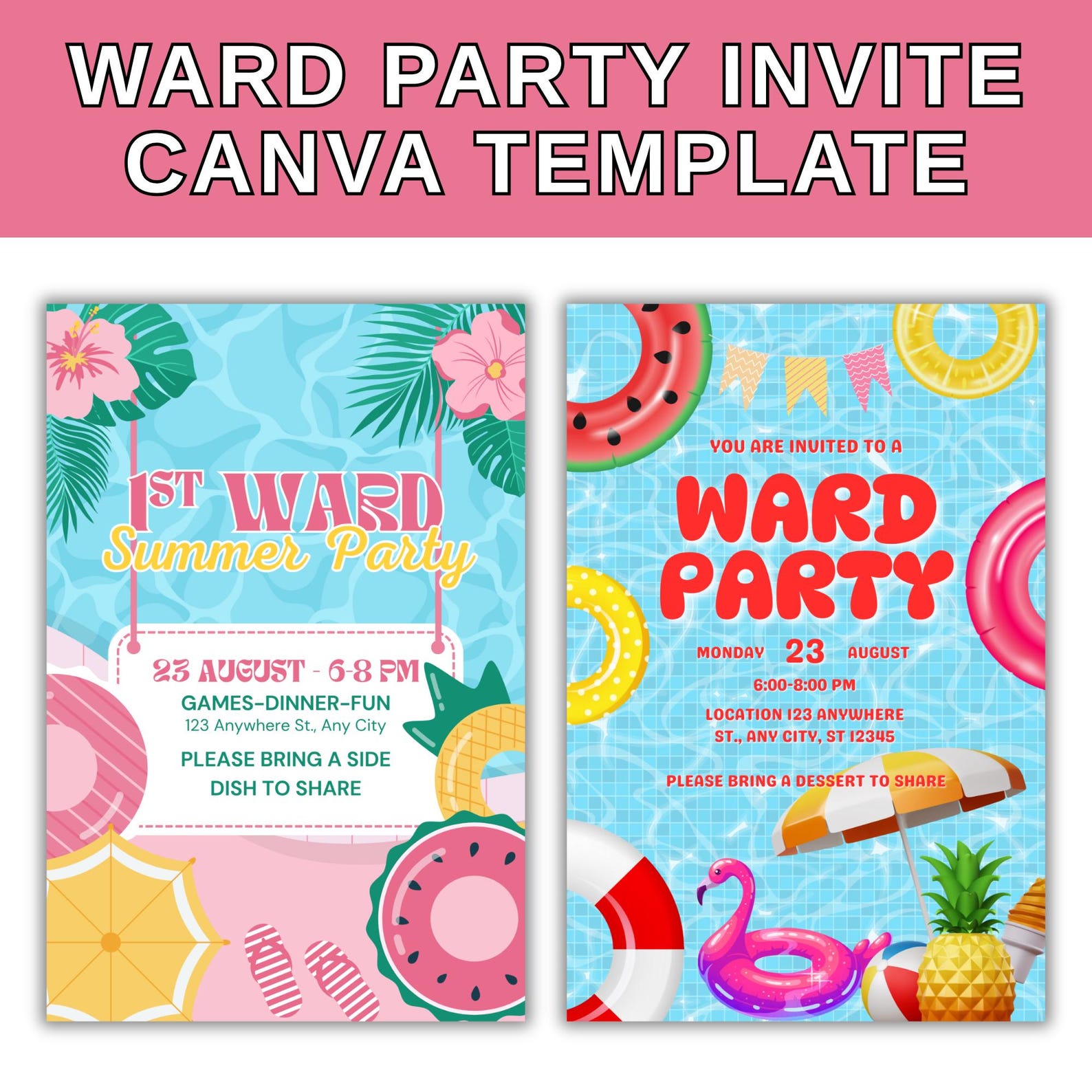 LDS Ward Party Invitation Template, Canva Template, Ward Activity ...