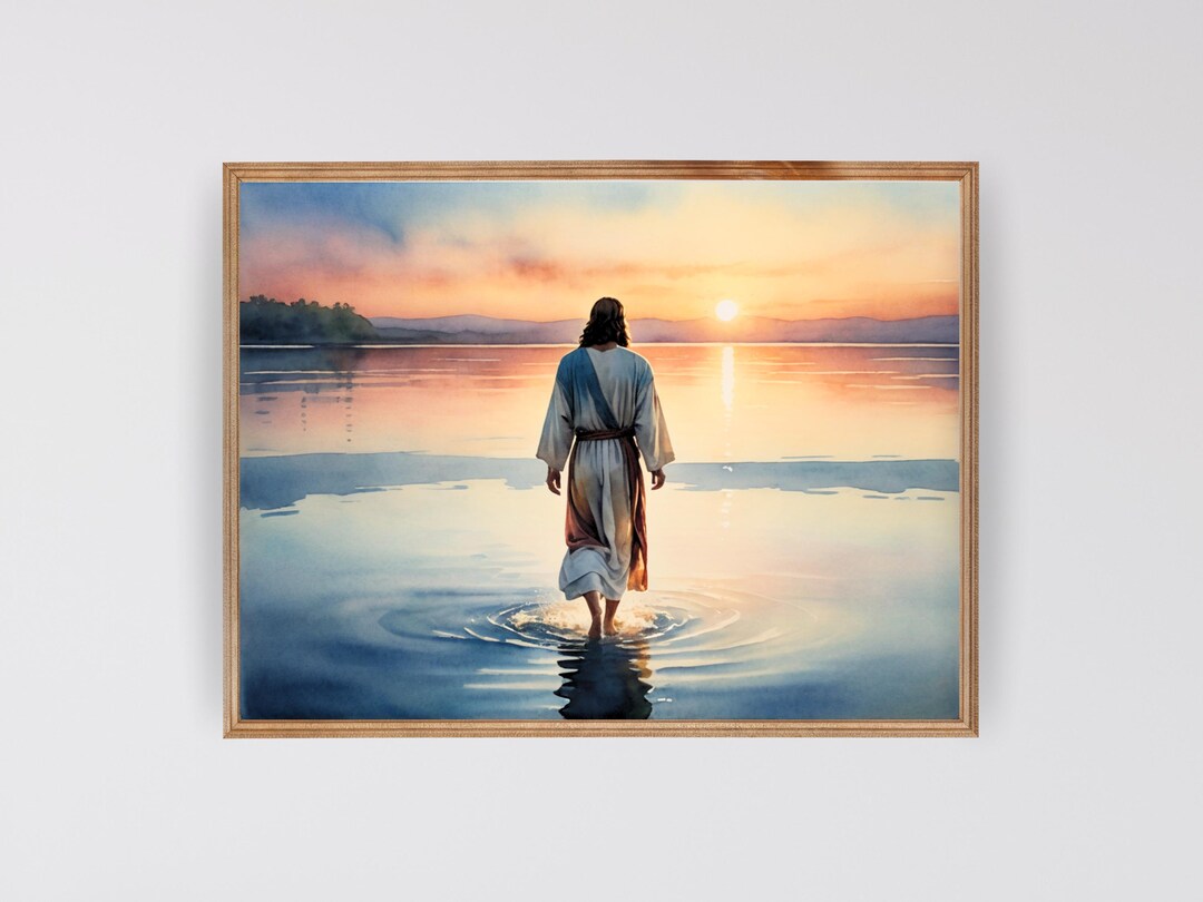 Jesus Walking on Water Religious Painting, Savior Wall Art, Christian ...