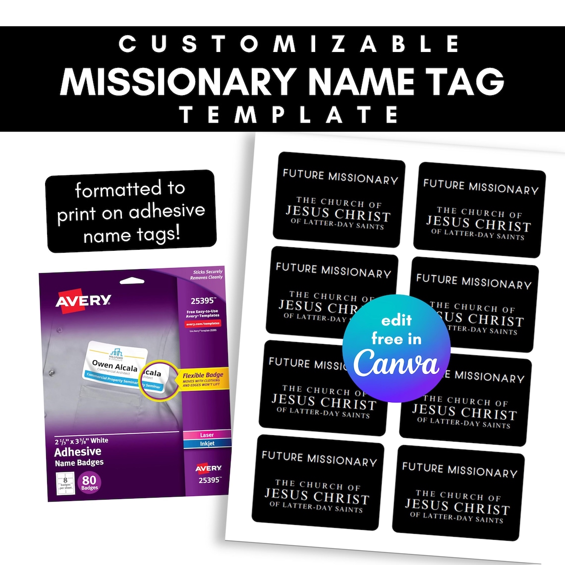 Missionary Name Tag, Future Missionary, Editable Missionary Name Tag ...