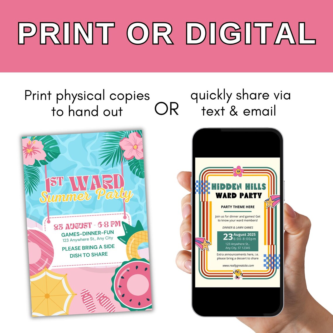 LDS Ward Party Invitation Template, Canva Template, Ward Activity ...