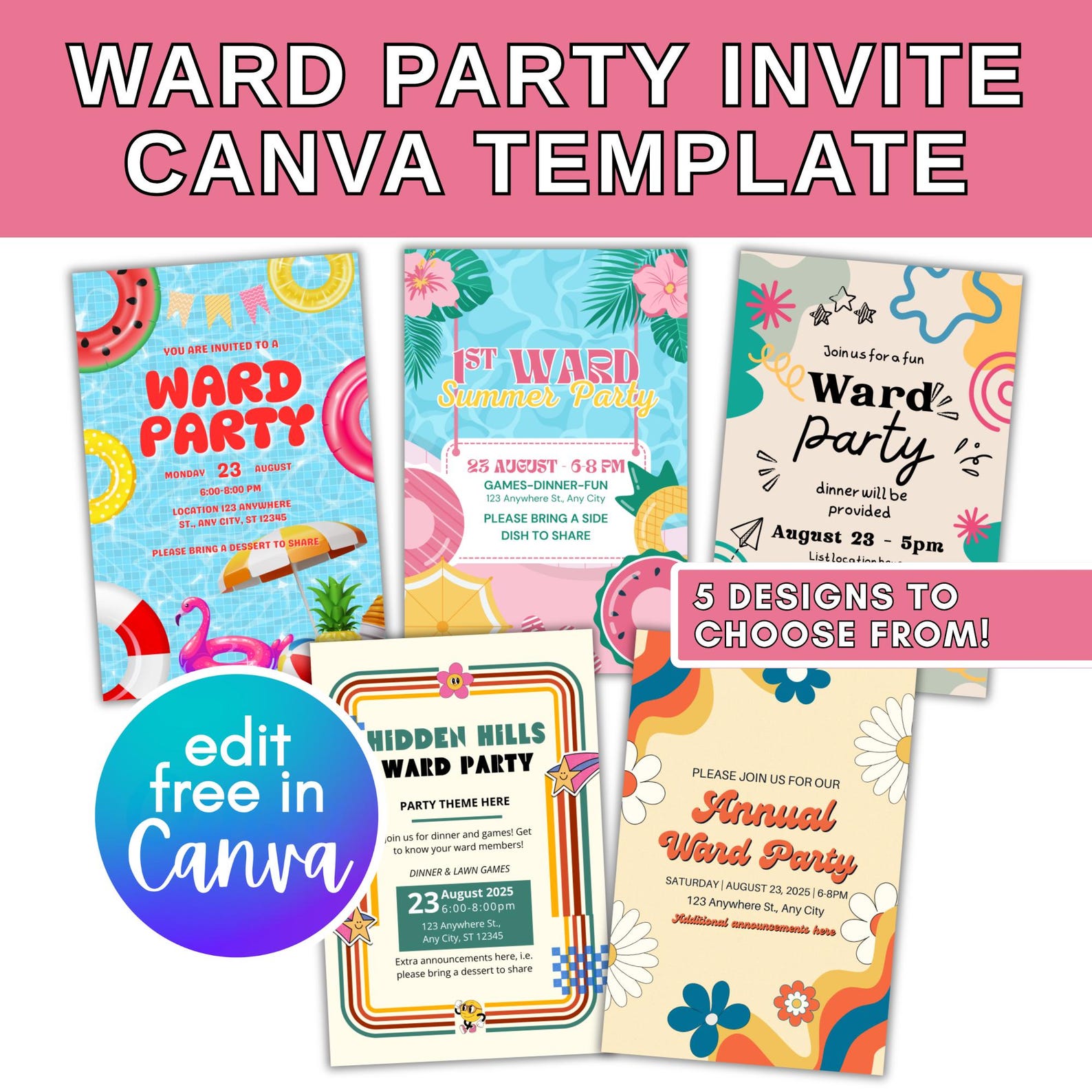 LDS Ward Party Invitation Template, Canva Template, Ward Activity ...