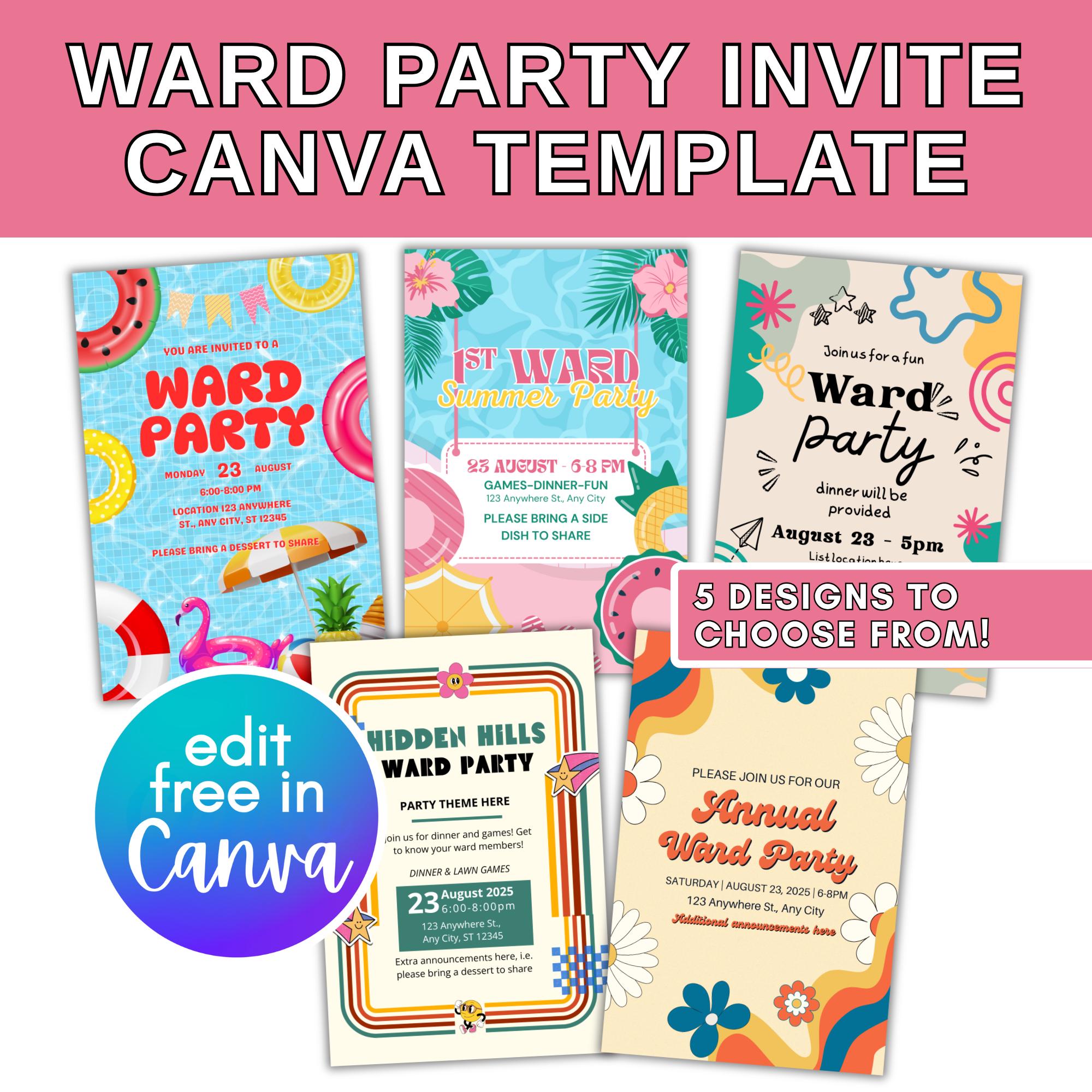 LDS Ward Party Invitation Template, Canva Template, Ward Activity ...