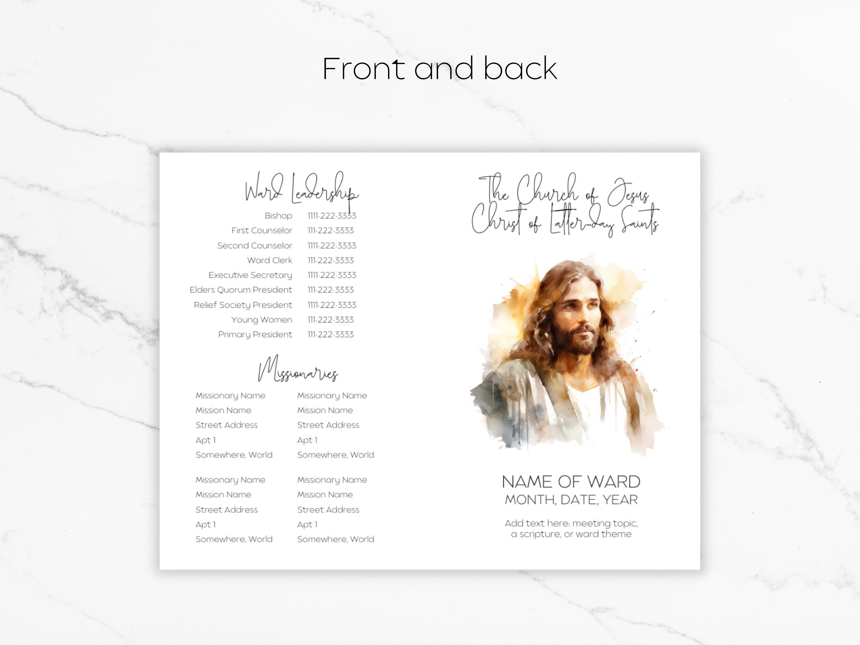 LDS Sacrament Meeting Program, Sacrament Meeting Template, Ward ...