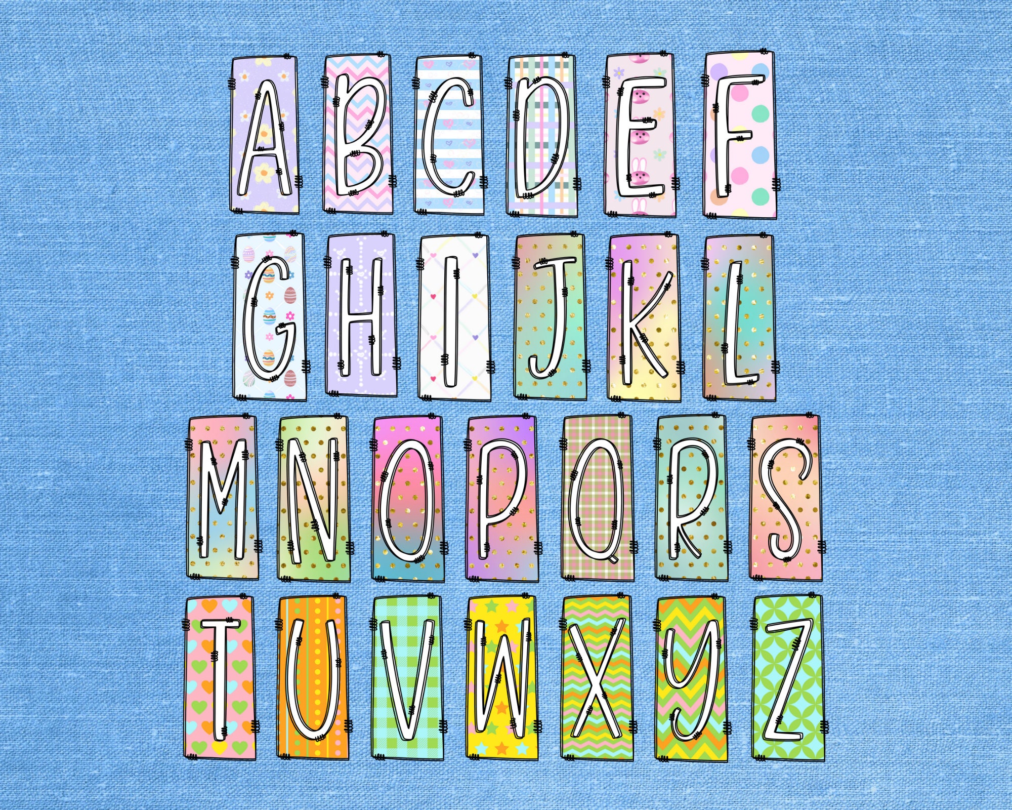 PNG Bundle Alphabet, Easter Doodle Alpha Sets, Mega Bundle, Alpha Pack ...