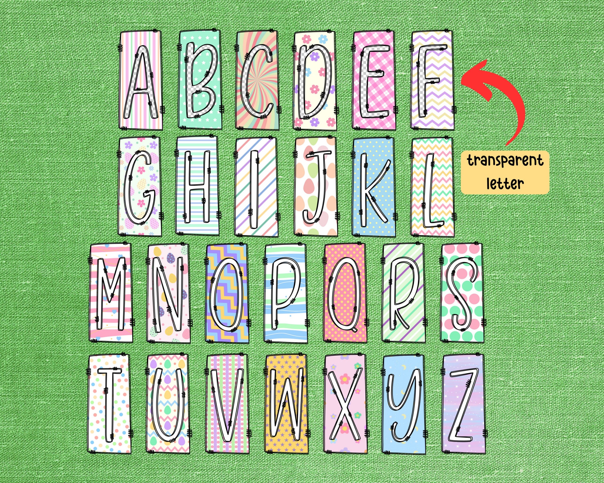 PNG Bundle Alphabet, Easter Doodle Alpha Sets, Mega Bundle, Alpha Pack ...