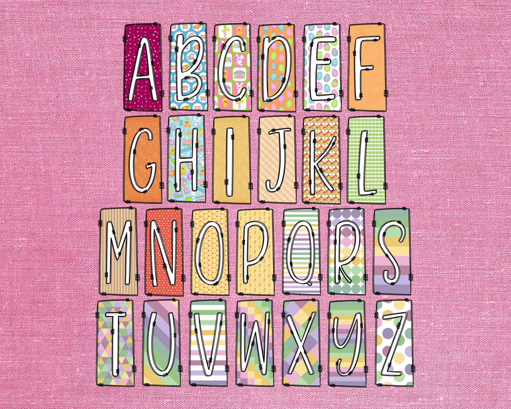 PNG Bundle Alphabet, Easter Doodle Alpha Sets, Mega Bundle, Alpha Pack ...