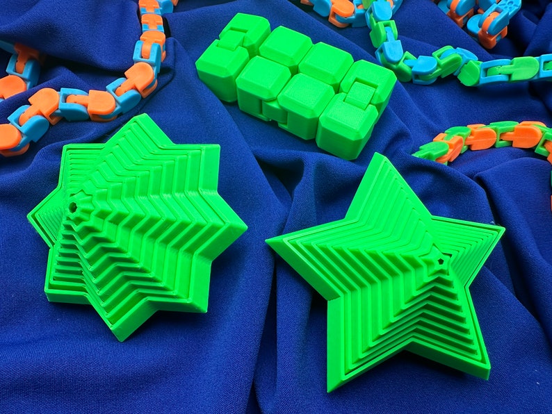 3D Printed Fidget Toys Includes 5-pointed, 8-pointed Stars, and Fidget ...