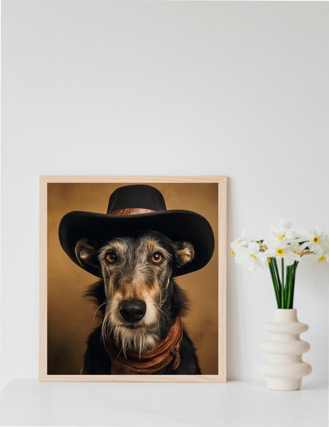 Cowboy Lurcher - Printable Wall Art for Canvas and Framing, Digital ...