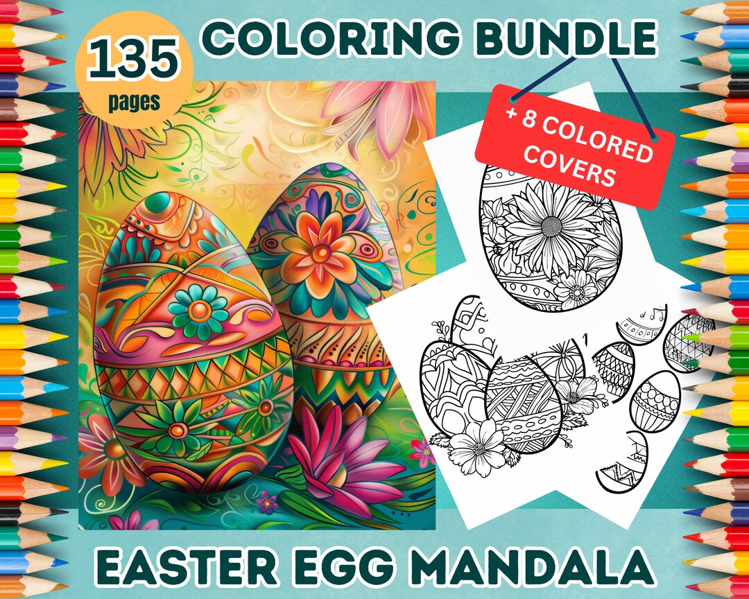 Easter Egg Mandala Coloring Pages for Kids and Adults. Grayscale ...