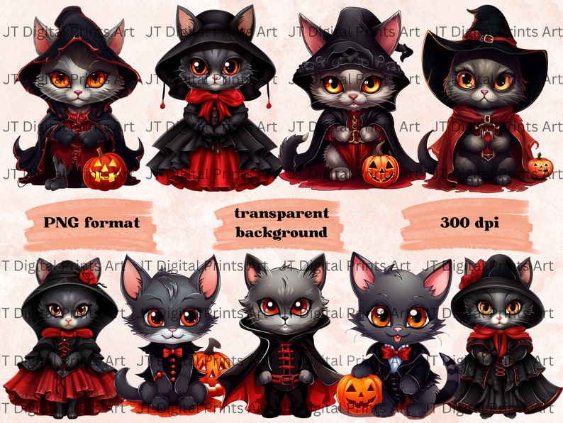 Halloween Cat PNG. Cat Clipart Bundle. Kitten Clipart. Instant Download ...