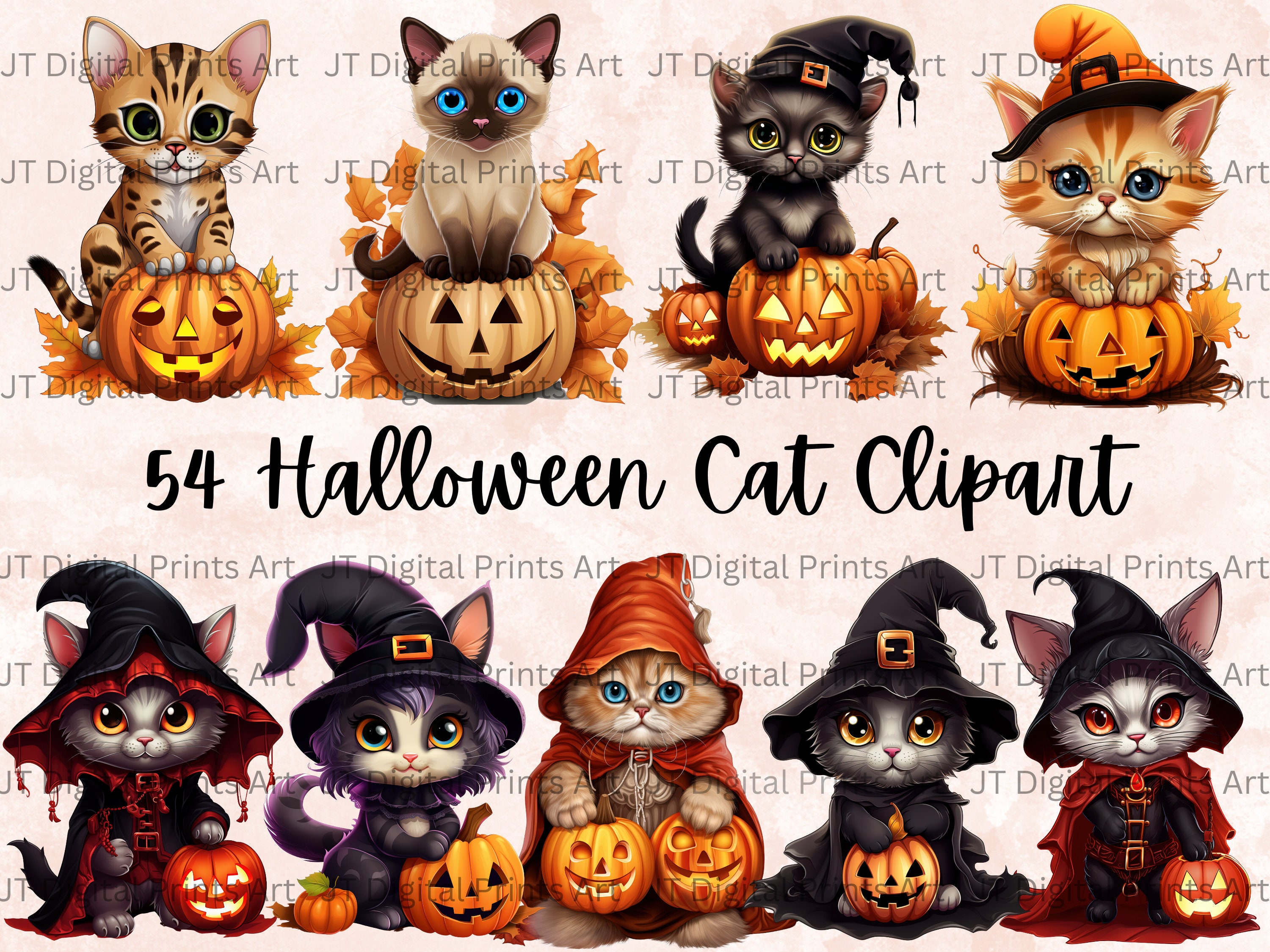 Halloween Cat PNG. Cat Clipart Bundle. Kitten Clipart. Instant Download ...