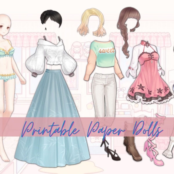 Cute Anime Paper Doll - Etsy