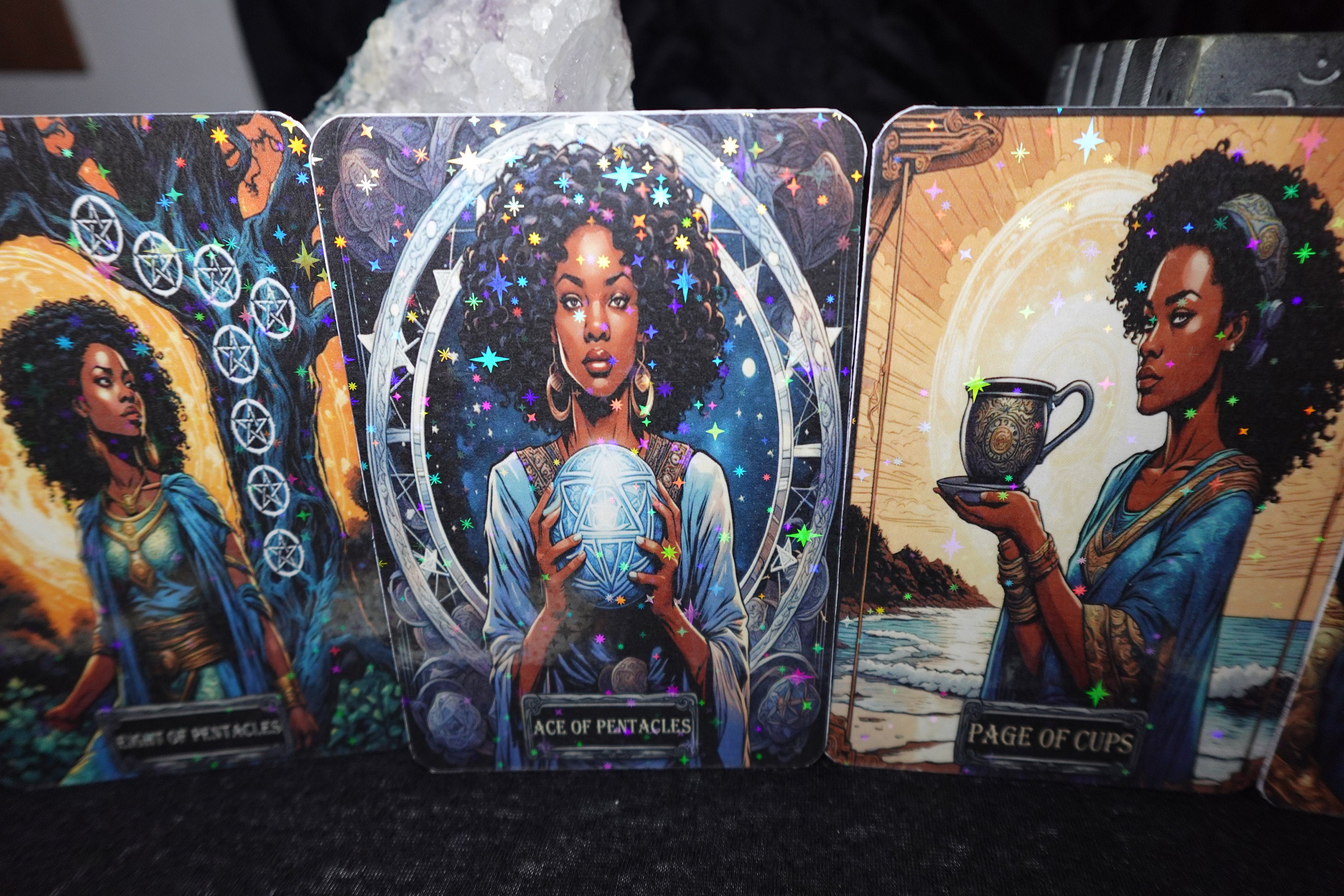 78 Mideval Black Woman Tarot Card Deck, Holographic Tarot Card Deck ...