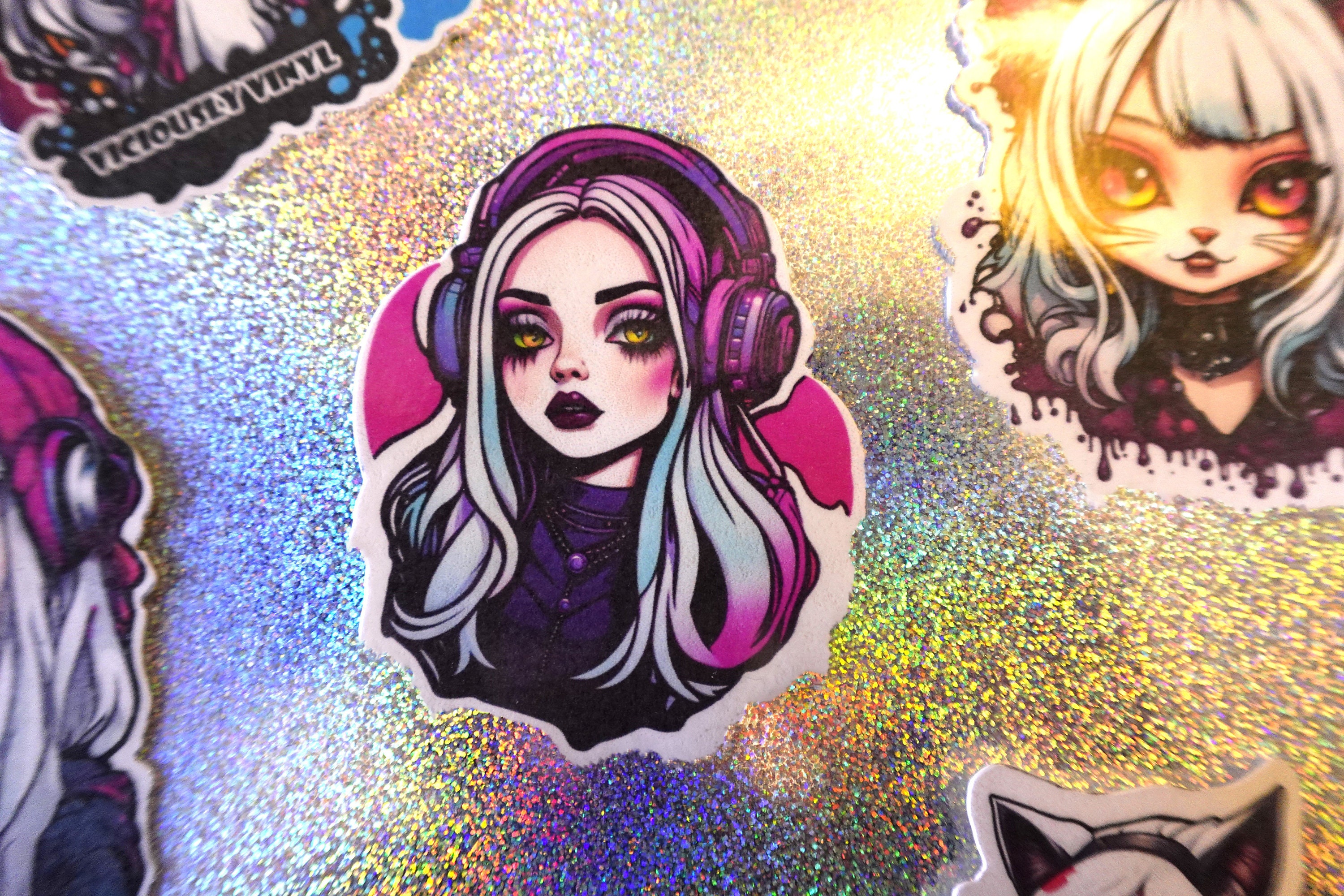 Girl Headphones Sticker, Magnet, DIY Stickers for Laptop, Waterbottle ...