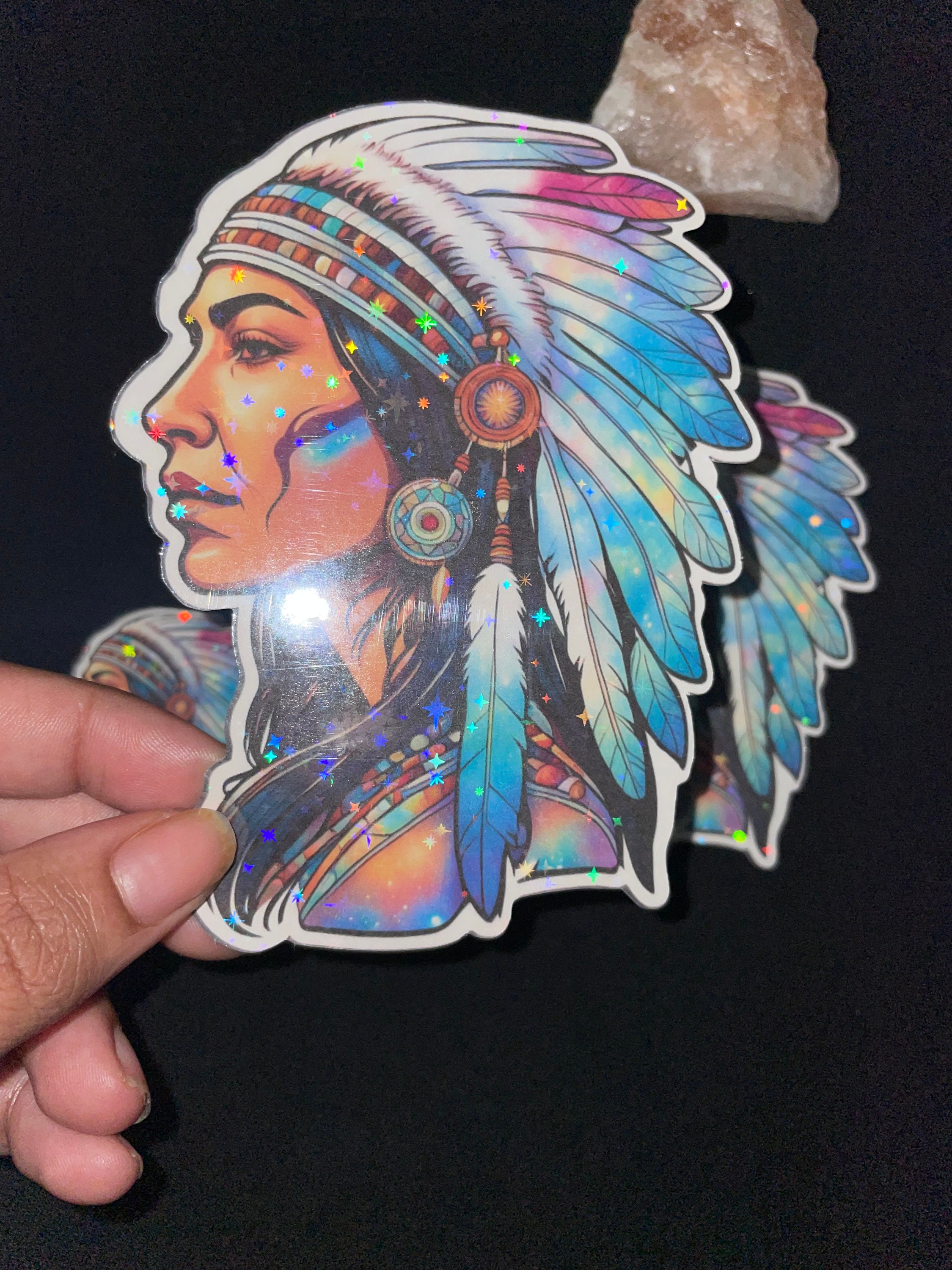 Holographic Native American Woman Sticker, DIY Stickers for Laptop ...