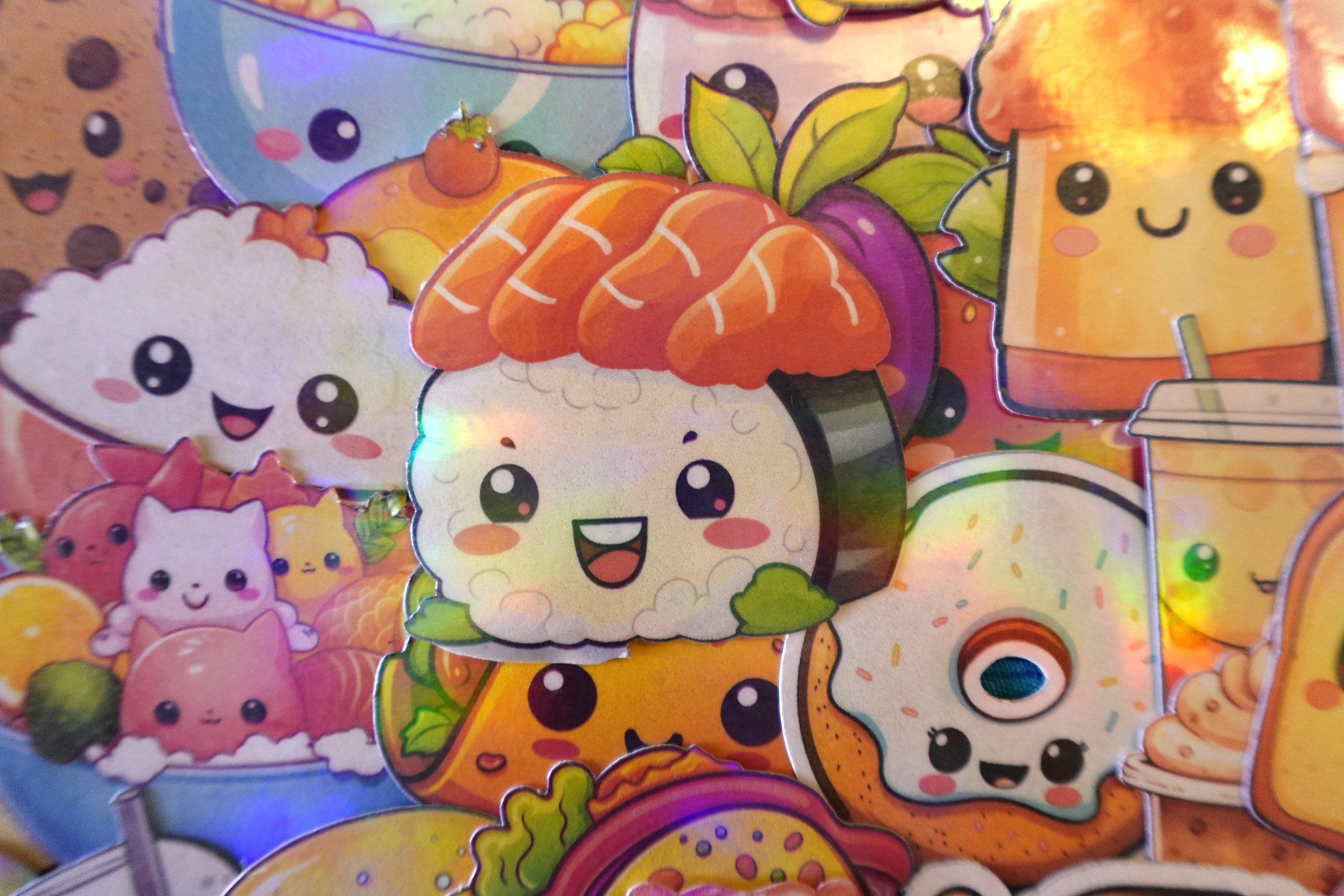 10-50 Holographic Food Stickers, Kawaii Stickers, Cute Stickers ...
