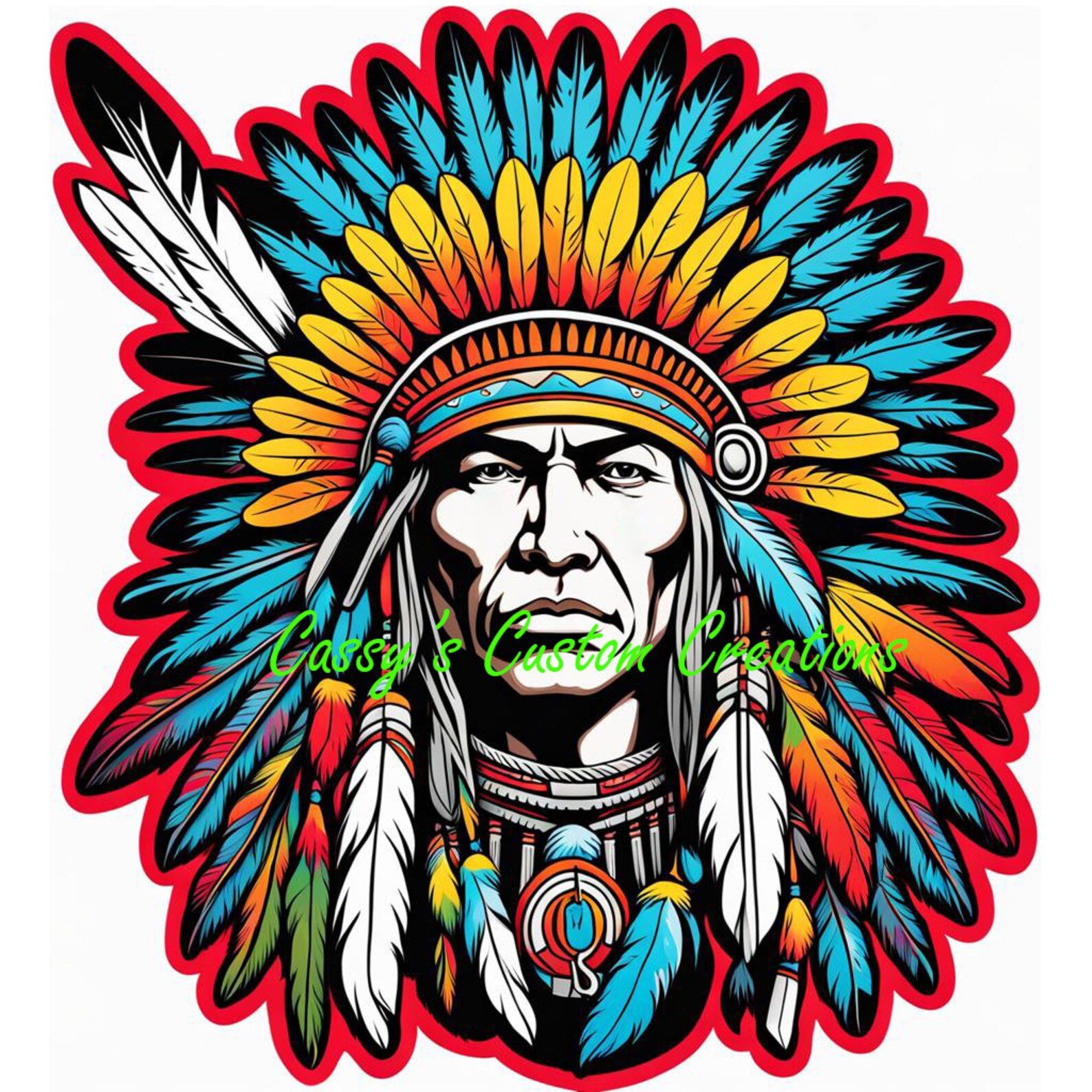 Holographic Native American Chief Sticker, Stickers for Laptop ...