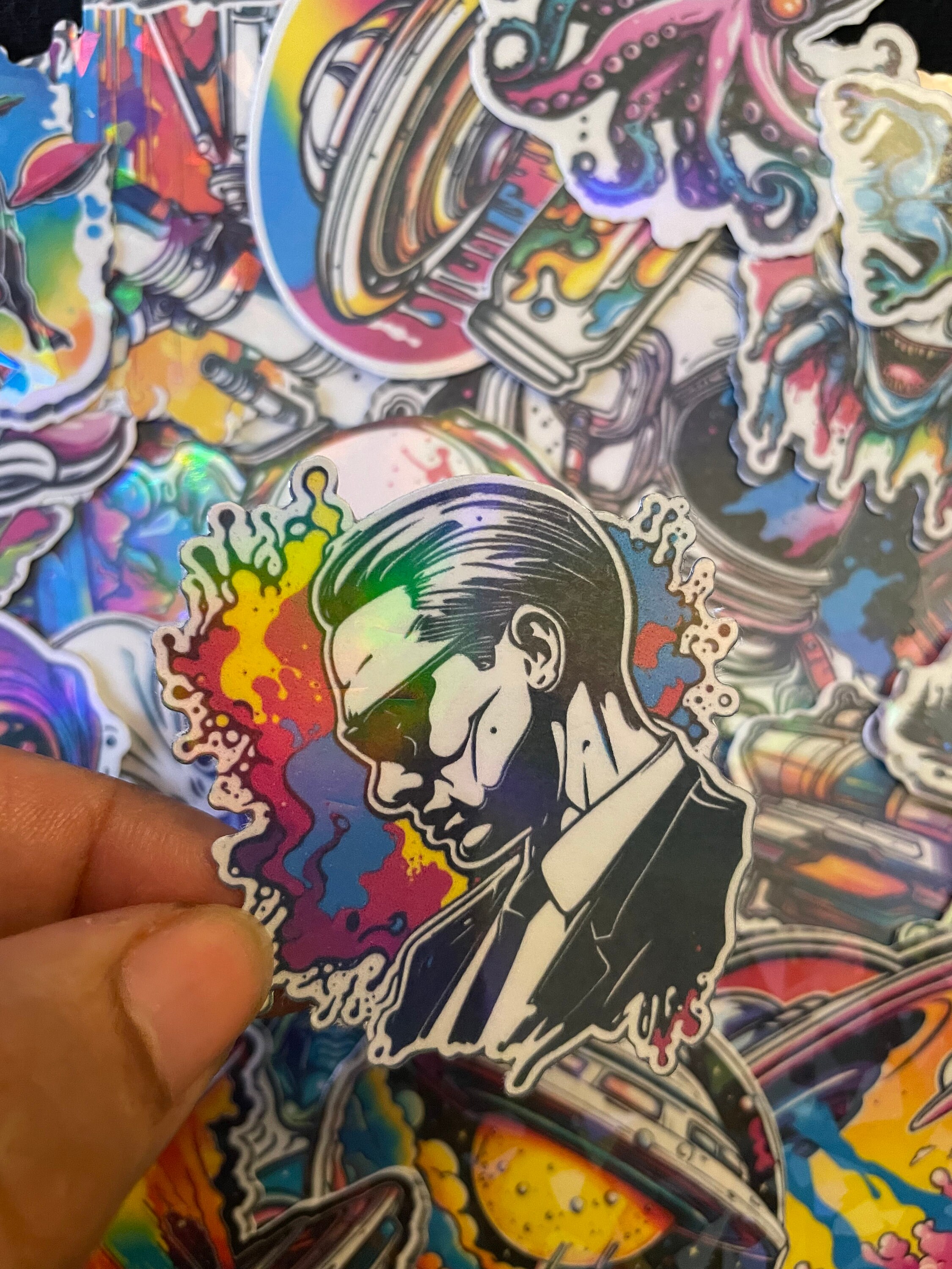 10-50 Holographic Alien Stickers, UFO Stickers, DIY Stickers for Laptop ...